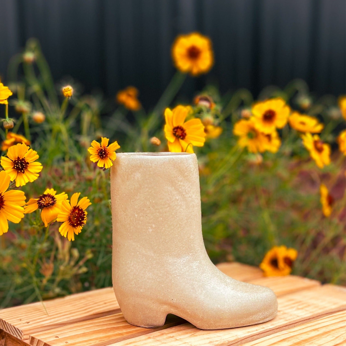 CUSTOM Concrete Cowboy Boot Vase/Planter – Resting Plant Face